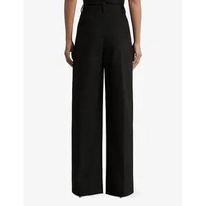 REISS Luna Pleated Wide-leg Wool-blend Trousers