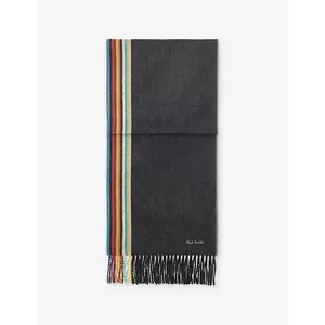 Paul Smith Signature Stripe Edge Cashmere Scarf - Black