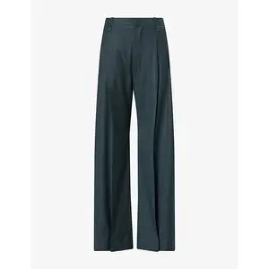 Victoria Beckham Ethel Tailored Pleated Wool Trousers