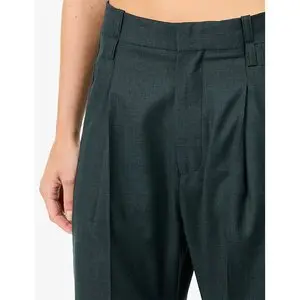 Victoria Beckham Ethel Tailored Pleated Wool Trousers