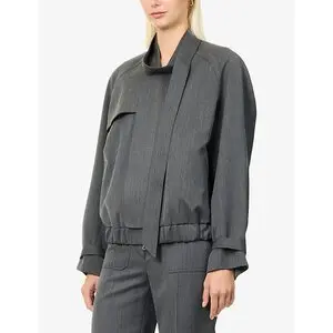 Victoria Beckham Relaxed Scarf Wool Bomber Jacket
