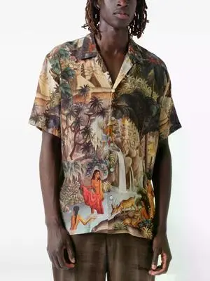 ENDLESS JOY Campuhan Silk-crepe Short-sleeve Shirt - Brown