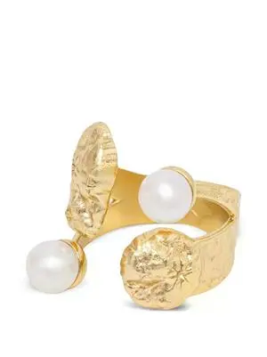SESSUN Valya Pearl-embellished Hammered Ring