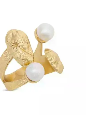 SESSUN Valya Pearl-embellished Hammered Ring
