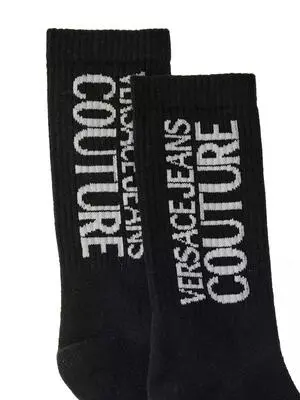 Versace Logo-print Ribbed-knit Socks