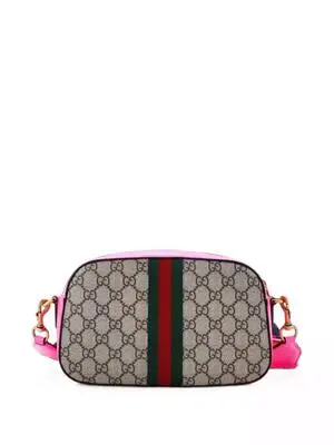 Gucci Ophidia Convertible Camera Bag Gg Coated Canvas With Leather Small Shoulder Bag