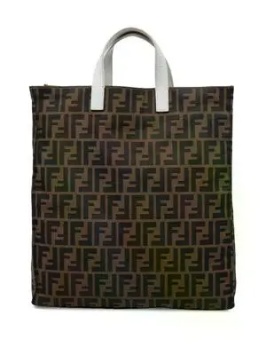 Fendi 2000-2010 Zucca Canvas Shopping Tote Bag - Brown