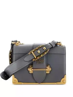 Prada Cahier Leather And Saffiano Leather Small Crossbody Bag - Grey