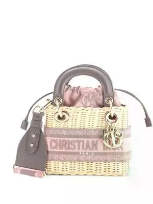 Dior Lady Bag Wicker And Oblique Canvas Mini Tote Bag - Neutrals