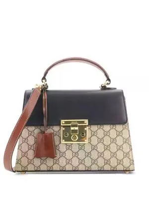 Gucci Padlock Top Handle Bag Gg Coated Canvas And Leather Small Satchel