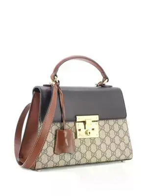 Gucci Padlock Top Handle Bag Gg Coated Canvas And Leather Small Satchel
