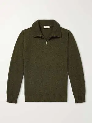 Altea Wool And Cashmere-blend Half-zip Sweater - Green