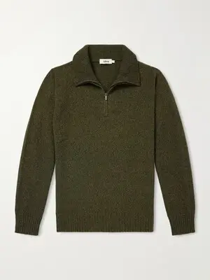 Altea Wool And Cashmere-blend Half-zip Sweater - Green