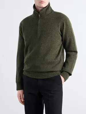 Altea Wool And Cashmere-blend Half-zip Sweater - Green