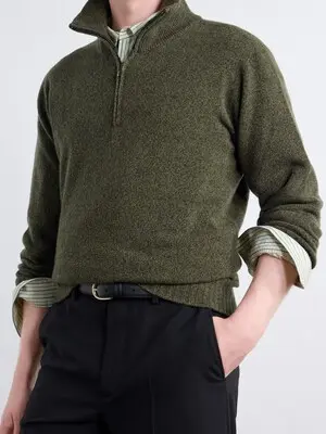 Altea Wool And Cashmere-blend Half-zip Sweater - Green