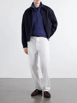 Altea Wool And Cashmere-blend Half-zip Sweater - Blue