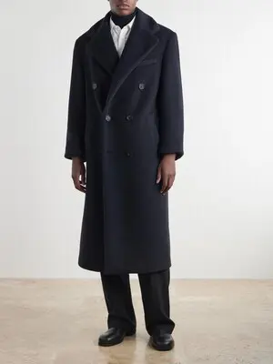 Loewe Double-breasted Wool And Lama-blend Coat - Blue