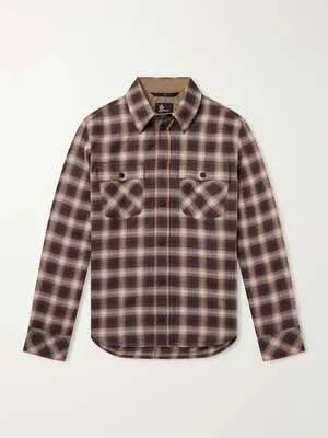 Moncler Checked Brushed Cotton And Lyocell-blend Shirt - Brown