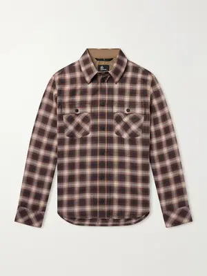 Moncler Checked Brushed Cotton And Lyocell-blend Shirt - Brown
