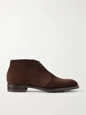 EDWARD GREEN Lanark Waxed-suede Desert Boots - Brown