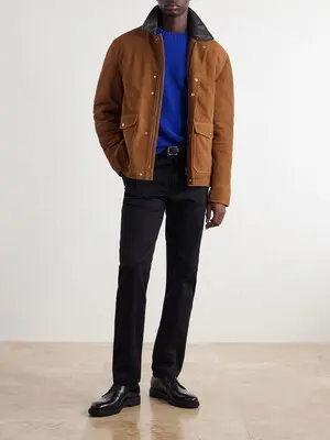 Mr P. Leather-trimmed Suede Jacket