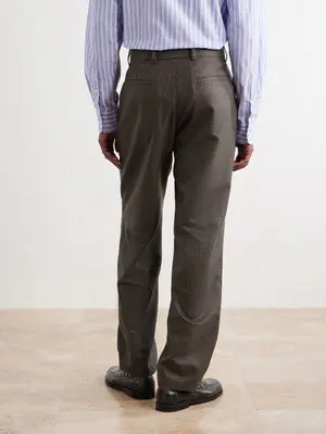 De Bonne Facture Straight-leg Pleated Puppytooth Wool-flannel Trousers