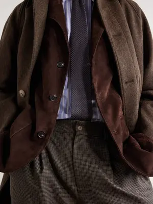 De Bonne Facture Straight-leg Pleated Puppytooth Wool-flannel Trousers
