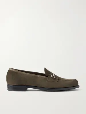 EDWARD GREEN Putney Horsebit-embellished Suede Loafers