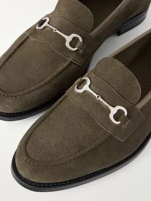 EDWARD GREEN Putney Horsebit-embellished Suede Loafers