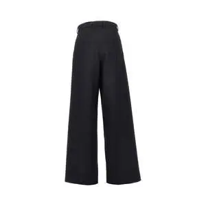 Dries Van Noten Wool Gabardine Wide Leg Pants