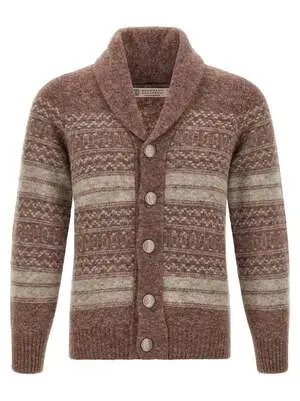 Brunello Cucinelli Nordic Jacquard' Cardigan - Brown
