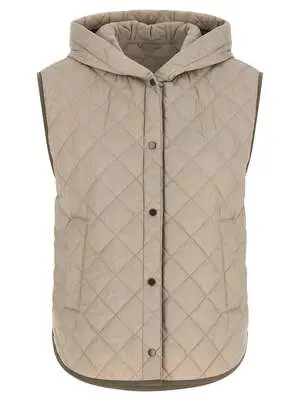 Brunello Cucinelli Brunello Cucinelli Women Diamond-Shaped Vest Cream