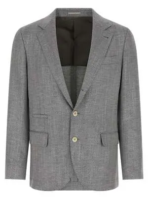Brunello Cucinelli Deconstructed Single-breasted Blazer - Gray