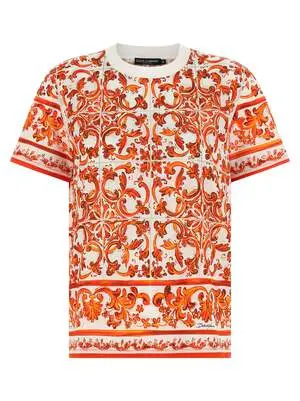 Dolce & Gabbana Maiolica' T-shirt - Orange