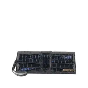 Jacquemus Croco-embossed Leather 'bambino' Clutch - Black
