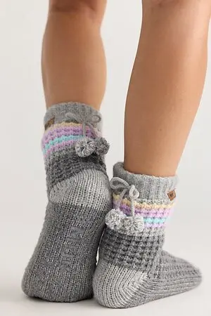 MUK LUKS Waffle Short Cottage Socks - Grey