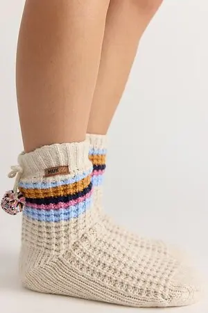 MUK LUKS Waffle Short Cottage Socks - Ivory