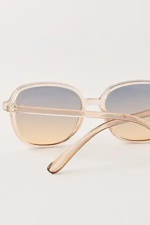 Free People Fade Into You Square Sunglasses - Nude/blue Gradient Lens