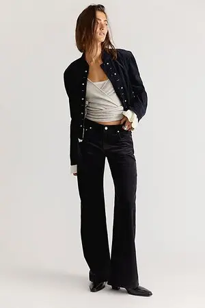 Free People Citizens Of Humanity Nora Corduroy Trouser Leg Jeans - Charcoal