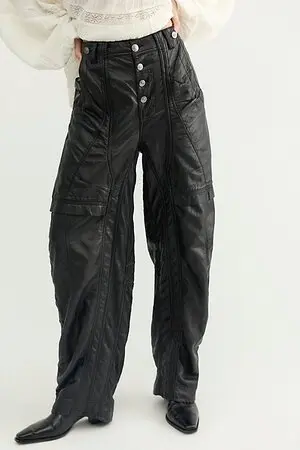 Free People We The Free Definition Workwear Vegan Leather Pants - Black