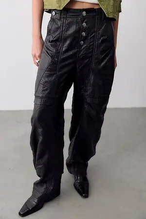 Free People We The Free Definition Workwear Vegan Leather Pants - Black