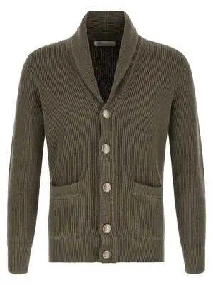 Brunello Cucinelli Malfilé Cotton Cardigan - Green