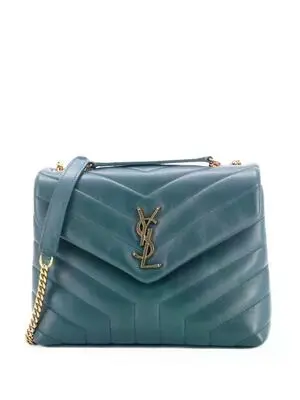 Saint Laurent Loulou Matelasse Chevron Leather Small Shoulder Bag - Blue