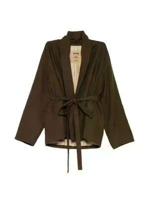 UMA WANG Belted Shawl-collar Jacket - Brown