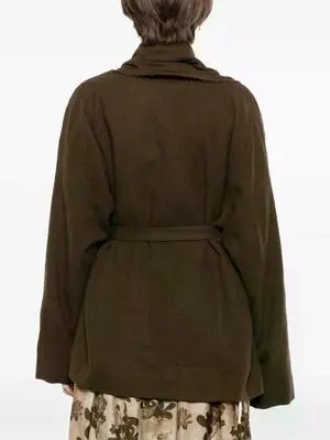 UMA WANG Belted Shawl-collar Jacket - Brown