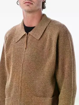 Universal Works Eco Wool Ribbed-knit Zip-up Sweater - Brown