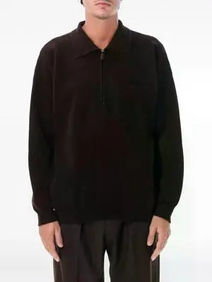 ROBERTO COLLINA Quarter-zip Chest-pocket Sweater - Brown