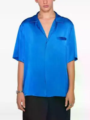 NING DYNASTY Short-sleeved Silk Shirt - Blue