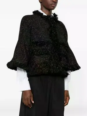 Sacai Fringed Tweed-effect Jacket