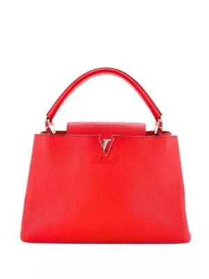 LOUIS VUITTON Capucines Bag Leather Mm Satchel Red